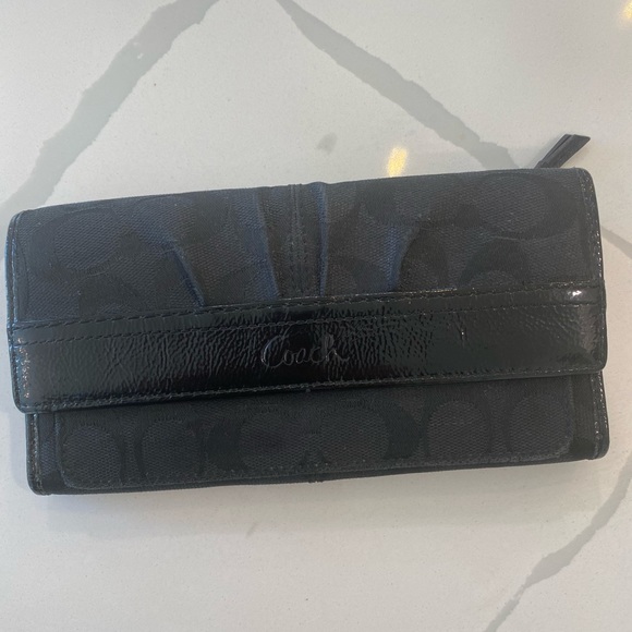 Coach | Bags | Coach Wallet Vintage Black Cloth With Leather In ...